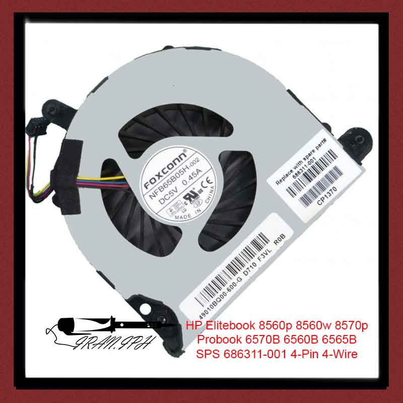 فن سی پی یو HP Elitebook 8560p 8560w 8570p Probook 6570B 6560B 6565B SPS 686311-001 4-Pin 4-Wire ...